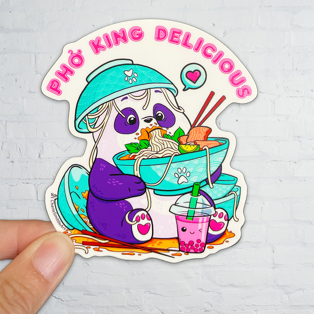 Pho King Delicious (Cute Panda eating Pho & drinking Boba Tea ...